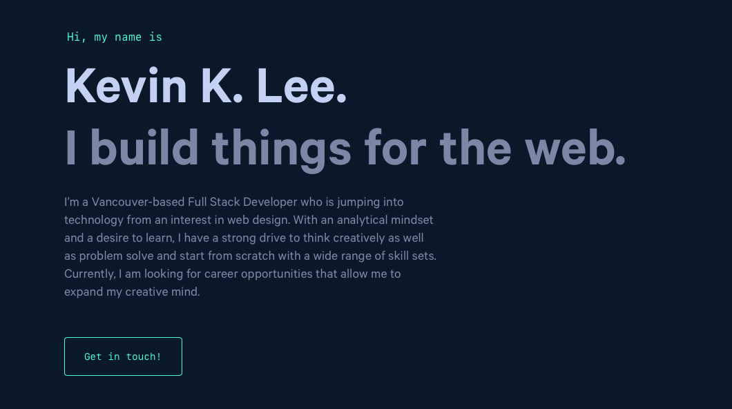 Kevin K. Lee - Full Stack Developer | Kevin K. Lee - Full Stack Developer